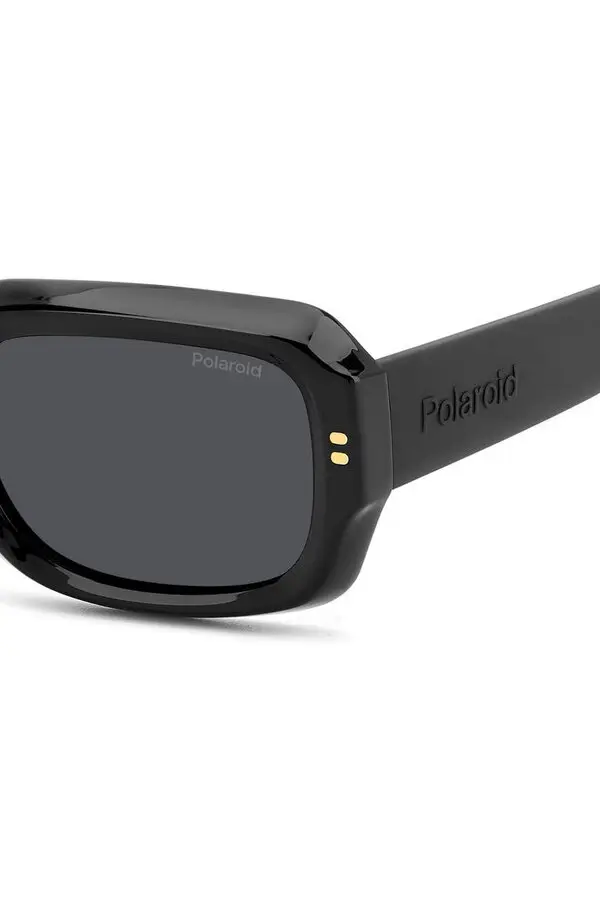 POLAROID 51mm Polarized Rectangular Sunglasses - Black/ Grey Polar