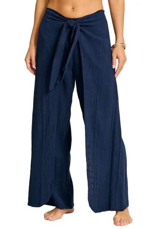 Tommy Bahama Mykonos Textured Cover-up Sarong Pants - Mare Navy