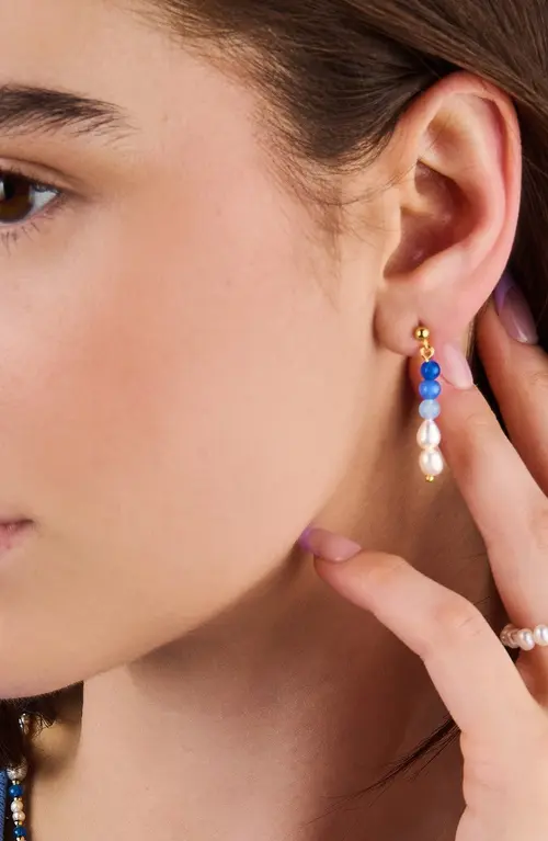 LITTLE SKY STONE Aria Pearl Bead Drop Earrings - Gradient Blue