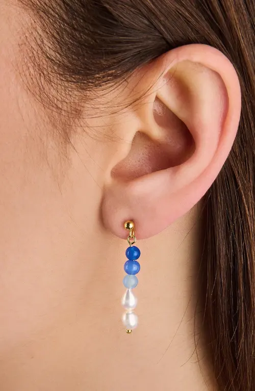 LITTLE SKY STONE Aria Pearl Bead Drop Earrings - Gradient Blue