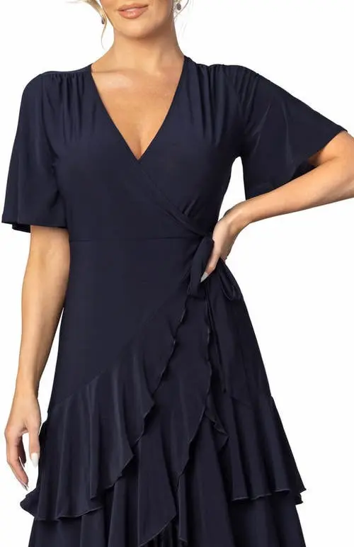 KIYONNA Miranda Midi Wrap Dress - Nouveau Navy
