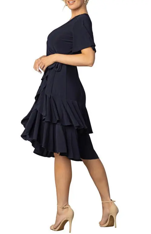 KIYONNA Miranda Midi Wrap Dress - Nouveau Navy