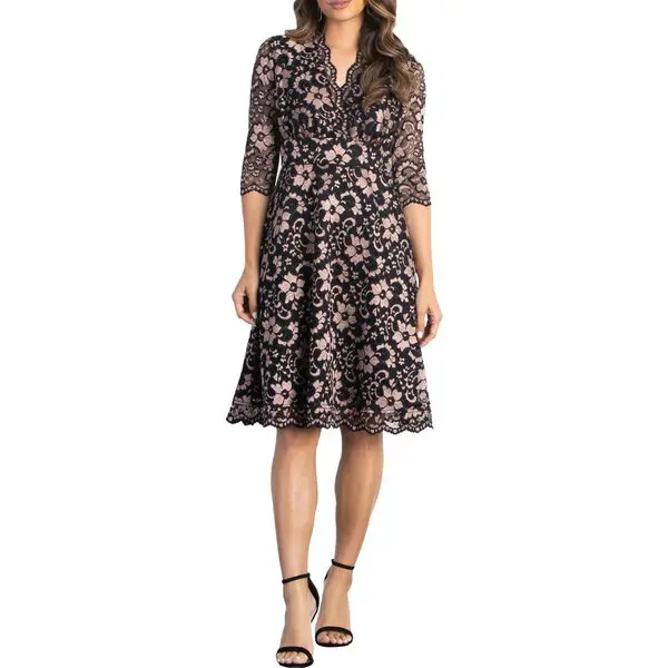 KIYONNA Mon Cherie Lace Cocktail Dress - Rose Gold