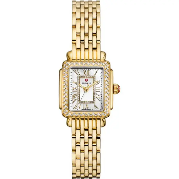 Michele Mini Deco Madison Two-tone Diamond Bracelet Watch - Gold