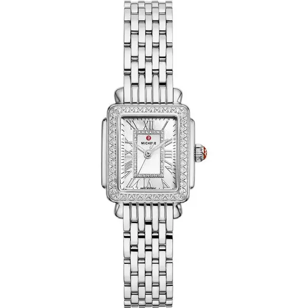 Michele Mini Deco Madison Two-tone Diamond Bracelet Watch - Silver