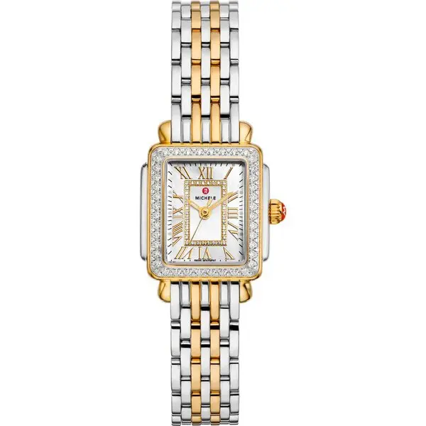 Michele Mini Deco Madison Two-tone Diamond Bracelet Watch - Two Tone