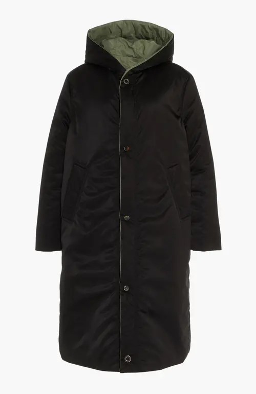 Caalo Reversible Satin Down Coat - Black / Olive