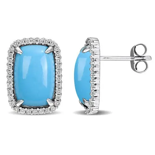 JULIANNA B. And Diamond Halo Earrings - Turquoise