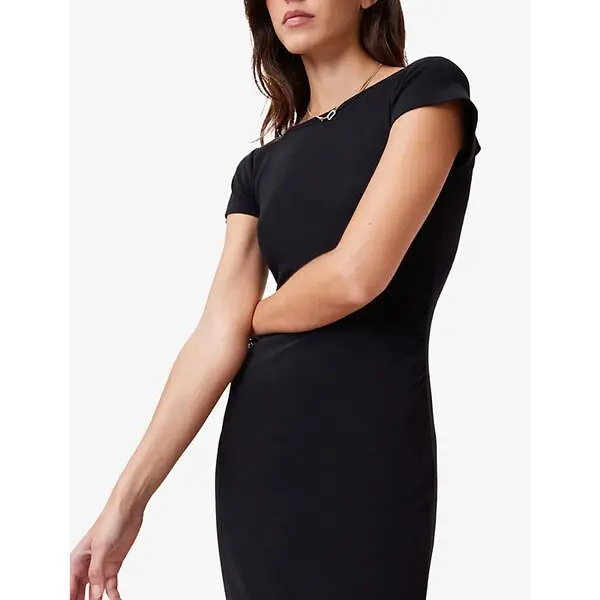 katarina boat neck slim fit maxi dress Allsaints Katarina Slim-Fit Stretch Cotton Maxi Dress - Black