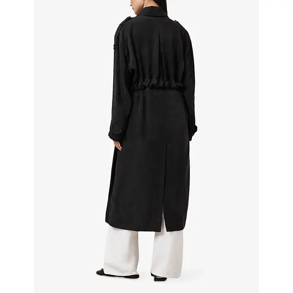 ALLSAINTS Linnie Belted Woven Trench Coat - Black