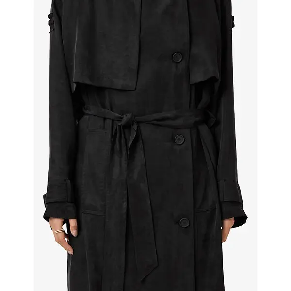 ALLSAINTS Linnie Belted Woven Trench Coat - Black