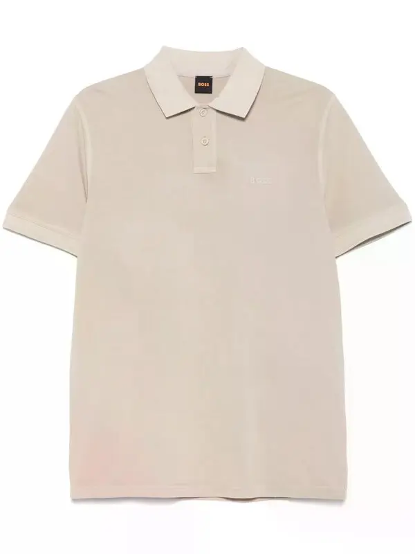 BOSS Logo-embroidered Piqué Polo Shirt - Neutrals