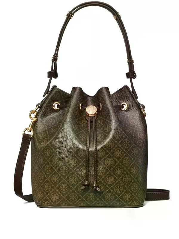 Tory Burch Small T Monogram Bucket Bag - Brown