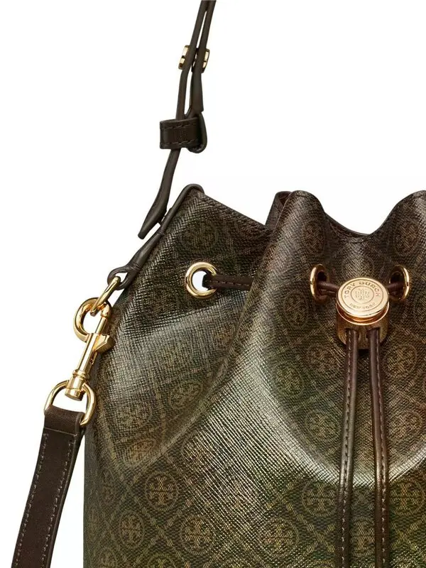 Tory Burch Small T Monogram Bucket Bag - Brown