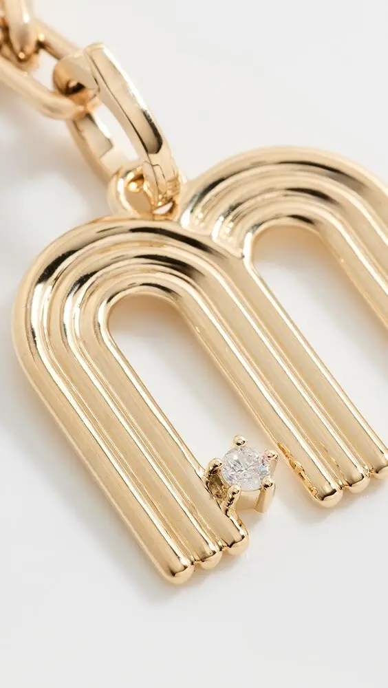 Adina Reyter Groovy Diamond Initial Hinged Charm Necklace
