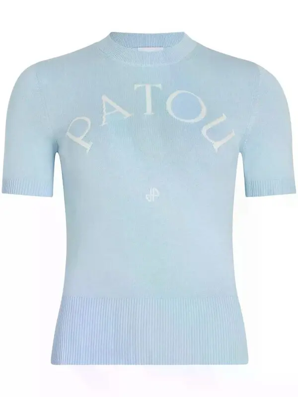 Patou Logo-jacquard Knitted T-shirt - Blue