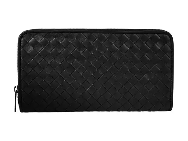 Bottega Veneta Wallet Intrecciato Zip - Black