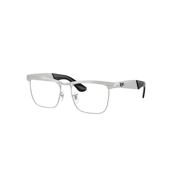 Ray-ban Wayfarer Deluxe Optics Eyeglasses With Square Frame - Sandblasted Silver