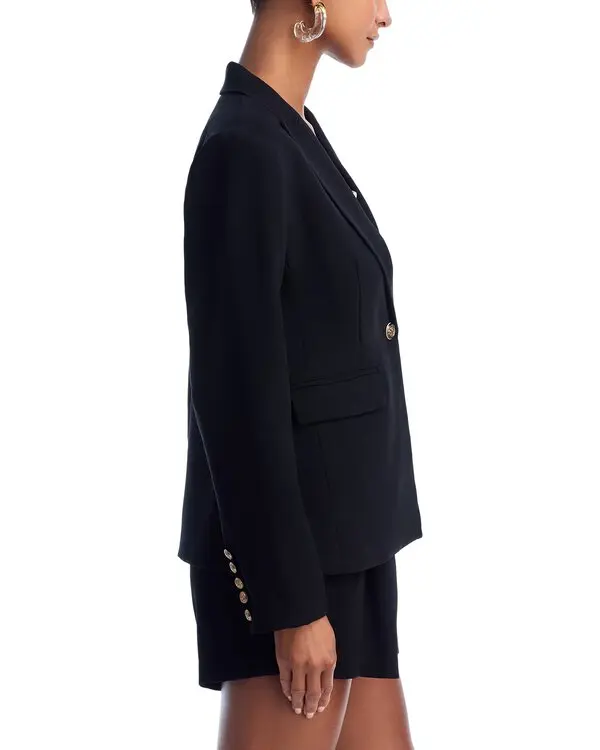 Aqua Side Button Blazer - Black