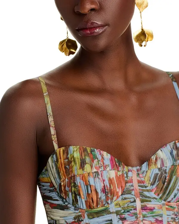 Aqua Pleated Floral Maxi Dress