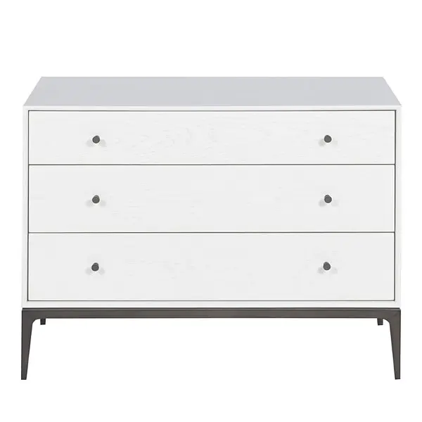 VANGUARD FURNITURE Essence Large 3 Drawer Nightstand - White Oak/bronze