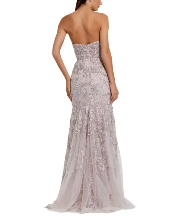 Mac Duggal Strapless Beaded Applique Mermaid Gown