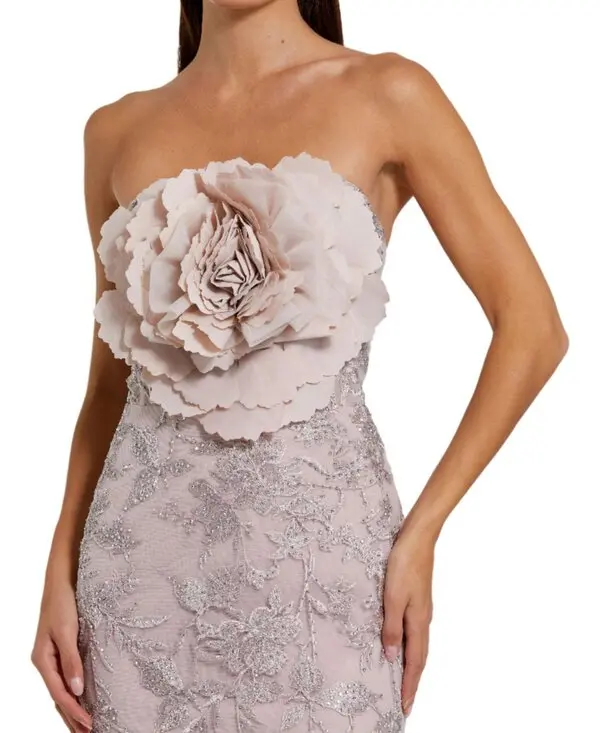 Mac Duggal Strapless Beaded Applique Mermaid Gown
