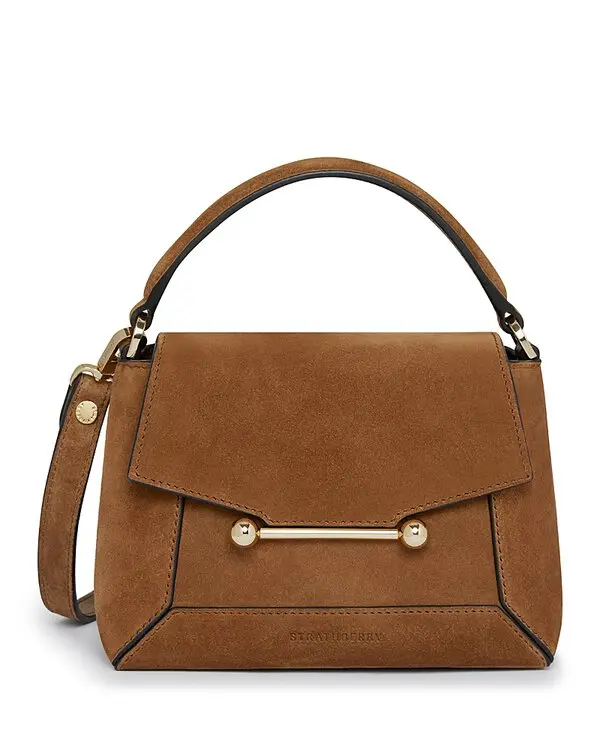 Strathberry Mosaic Nano Leather & Suede Top Handle Bag - Tan