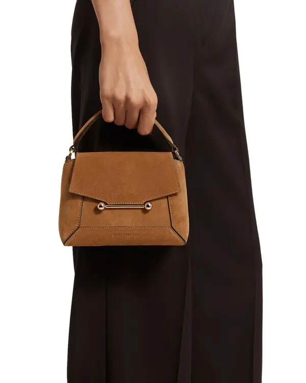 Strathberry Mosaic Nano Leather & Suede Top Handle Bag - Tan