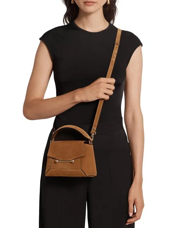 Strathberry Mosaic Nano Leather & Suede Top Handle Bag - Tan