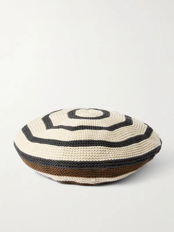 Brunello Cucinelli Striped Cotton Beret - Neutrals