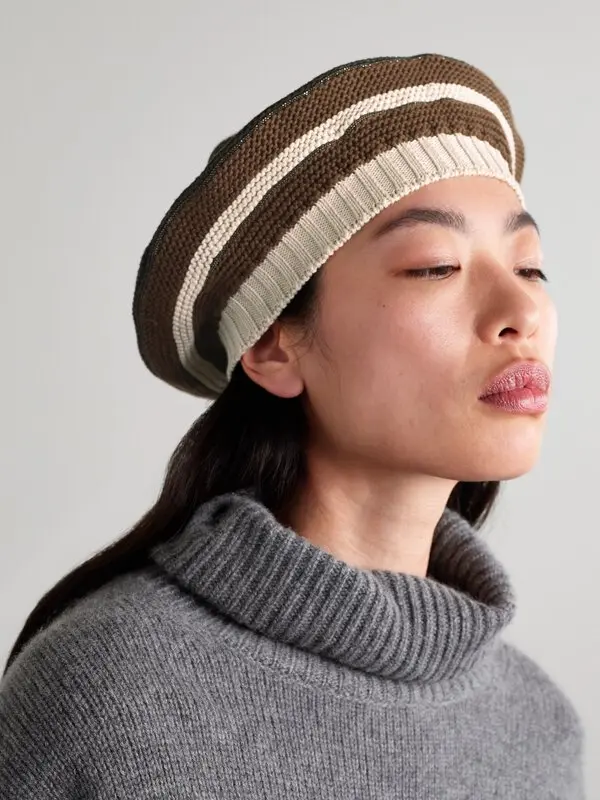 Brunello Cucinelli Striped Cotton Beret