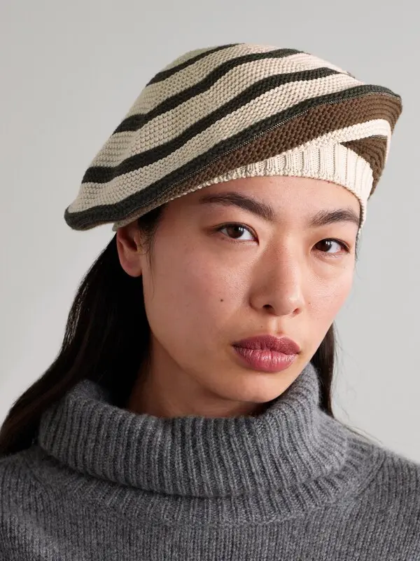 Brunello Cucinelli Striped Cotton Beret
