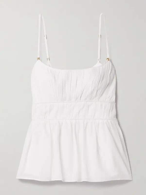 Aje Acapella Cotton-voile Peplum Top - White