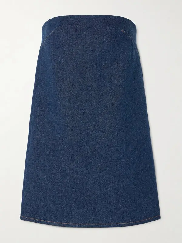 FRAME Strapless A-line Denim Mini Dress