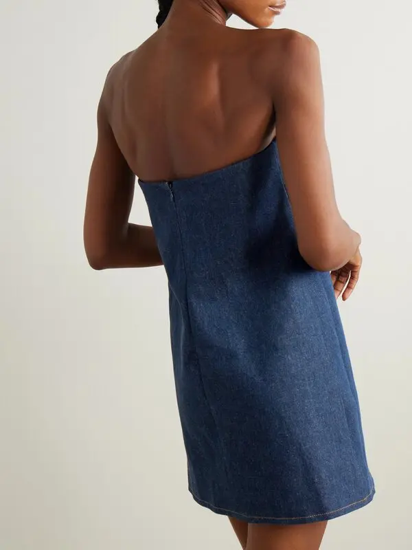 FRAME Strapless A-line Denim Mini Dress