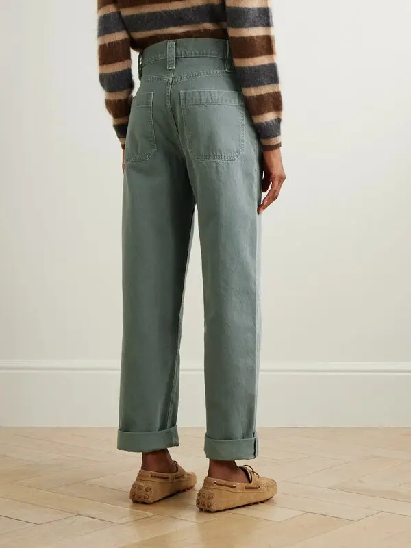 FRAME Paneled Cotton-canvas Wide-leg Pants