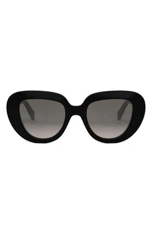 Celine Bold 3 Dots 51mm Butterfly Sunglasses - Shiny Black / Gradient Smoke