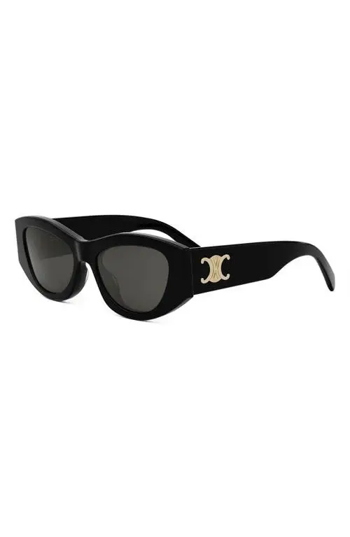 Celine Triomphe Rectangular Sunglasses - Shiny Black / Smoke