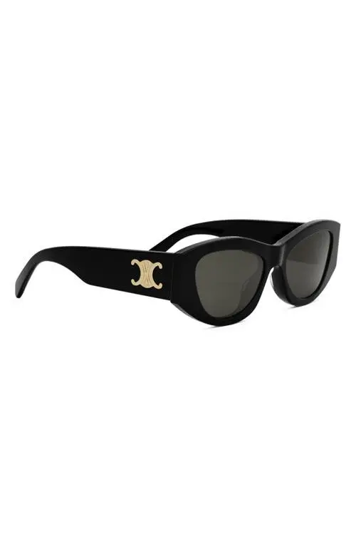 Celine Triomphe Rectangular Sunglasses - Shiny Black / Smoke