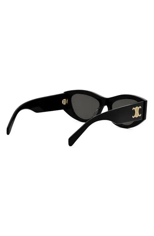 Celine Triomphe Rectangular Sunglasses - Shiny Black / Smoke