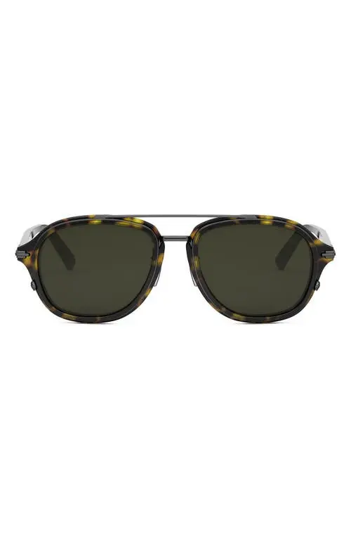 Dior Blacksuit A4u 53mm Pilot Sunglasses - Dark Havana / Green