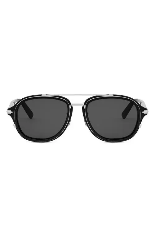Dior Blacksuit A4u 53mm Pilot Sunglasses - Shiny Black / Smoke
