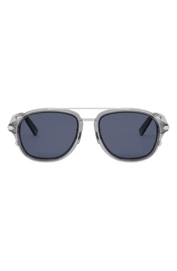 Dior Blacksuit A4u 53mm Pilot Sunglasses - Shiny Blue / Blue