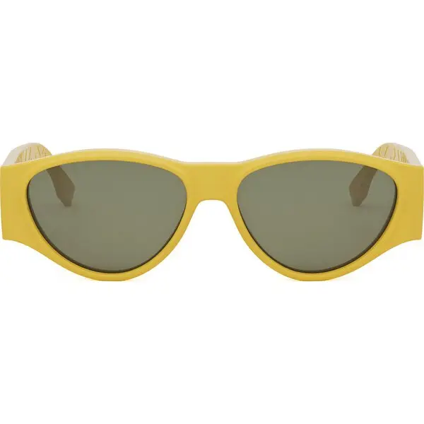 Fendi Ff 55mm Oval Sunglasses - Shiny Yellow / Green