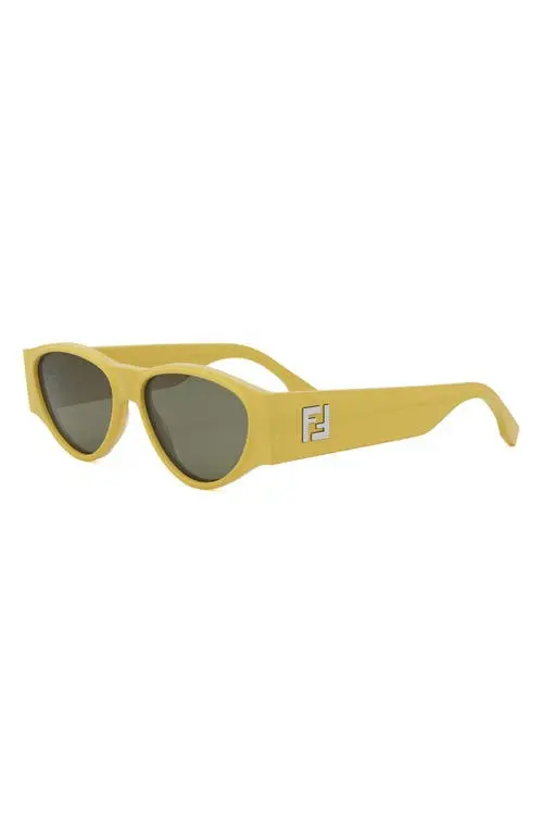 Fendi Ff 55mm Oval Sunglasses - Shiny Yellow / Green