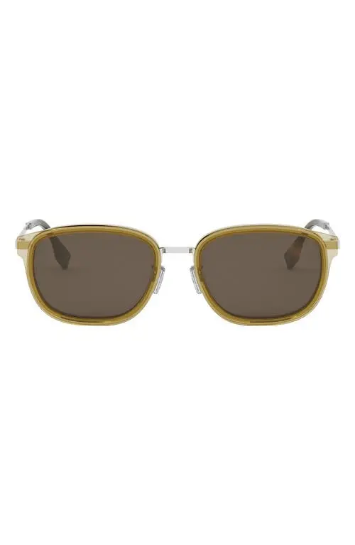 Fendi 55mm Oval Sunglasses - Shiny Yellow / Brown