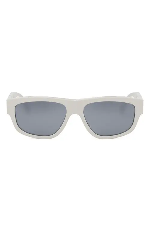 Fendi Diagonal 56mm Geometric Sunglasses - White / Smoke Mirror