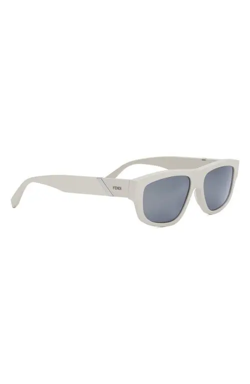 Fendi Diagonal 56mm Geometric Sunglasses - White / Smoke Mirror