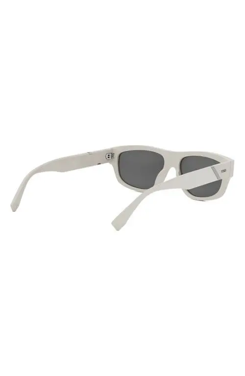 Fendi Diagonal 56mm Geometric Sunglasses - White / Smoke Mirror